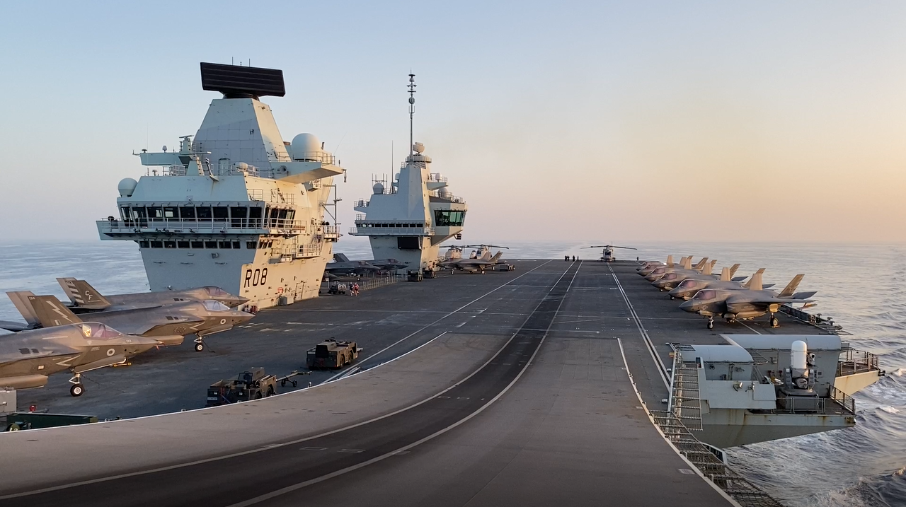 BRITISH AIRCRAFT CARRIER HMS QUEEN ELIZABETH IS OFF THE MalvinaS ISLANDS